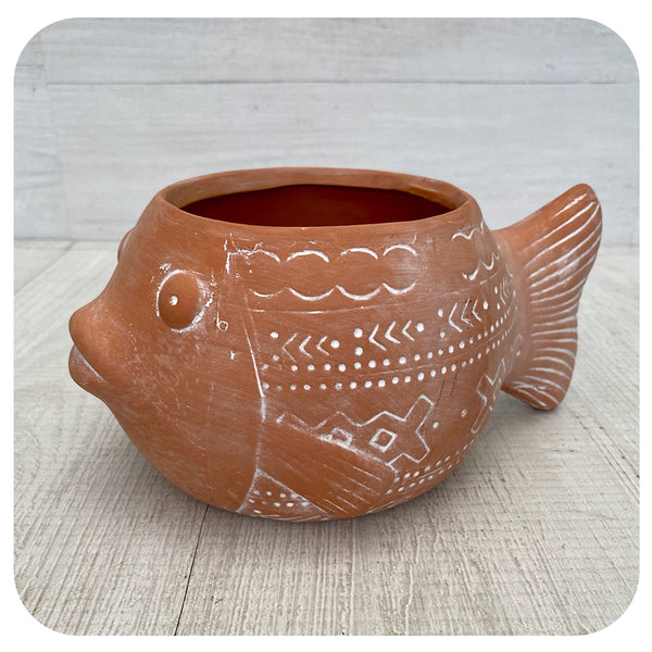 Terra Cotta Patterned Fish Planter - Davenport Garden Centre